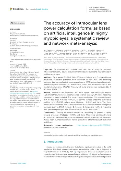 Pdf The Accuracy Of Intraocular Lens Power Calculation Formulas Based
