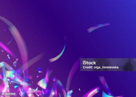 홀로그램 틴셀 판타지 호일 핑크 파티 텍스처 금속 버스트 유니콘 아트 무지개 빛깔의 효과 투명 반짝이 블러 현실적인 장식 바이올렛 홀로그램 틴셀 결정체에 대한 스톡 벡터