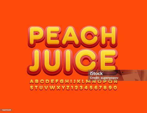 벡터 밝은 기호 복숭아 주스 빨간색과 주황색 알파벳 문자 및 숫자 복숭아류에 대한 스톡 벡터 아트 및 기타 이미지 복숭아류 컴퓨터 글자 0명 Istock