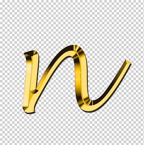 Ilustración En Color Dorado Letra Minúscula N Diverso Alfabeto Oro
