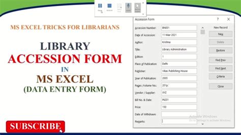 Create A Library Accession Form In Ms Excel Convert Accession Register To Form