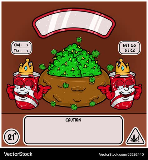 Cola Strain With Weedbud In Cartoon Style Vector Image