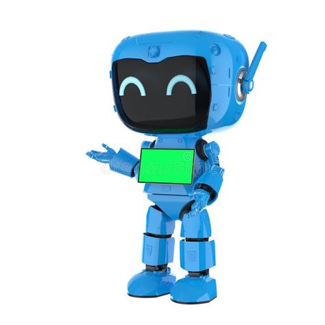 Ai Personal Assistant Robot With Empty Screen Stock Illustration