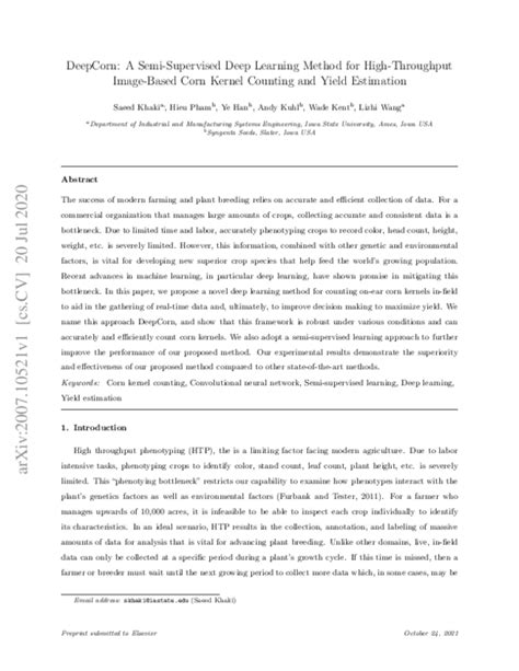 Pdf Deepcorn A Semi Supervised Deep Learning Method For High Throughput Image Based Corn