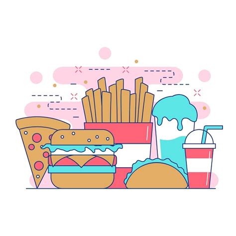 음식과 음료 개념 웹사이트 일러스트 디자인 1 프리미엄 벡터