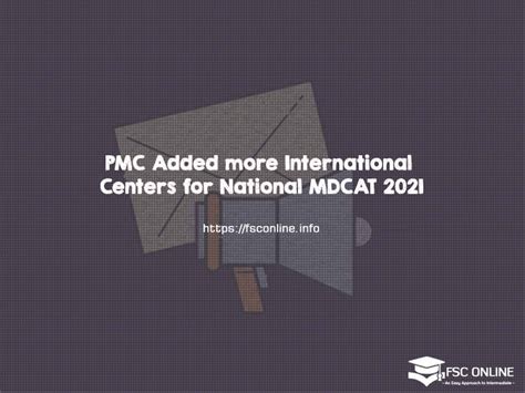 PMC Added More International Centers For National MDCAT 2021