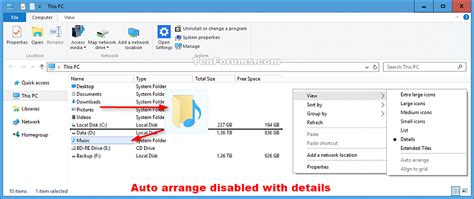 Enable Or Disable Auto Arrange In Folders In Windows Tutorials