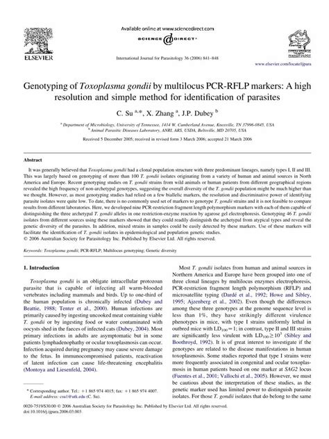 Pdf Genotyping Of Toxoplasma Gondii By Multilocus Pcr Rflp Markers A High Resolution And
