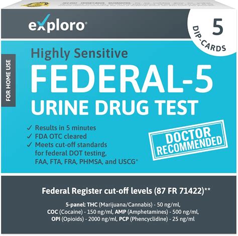 Exploro 5 Panel Drug Test Kit At Home Urine Drug Screen