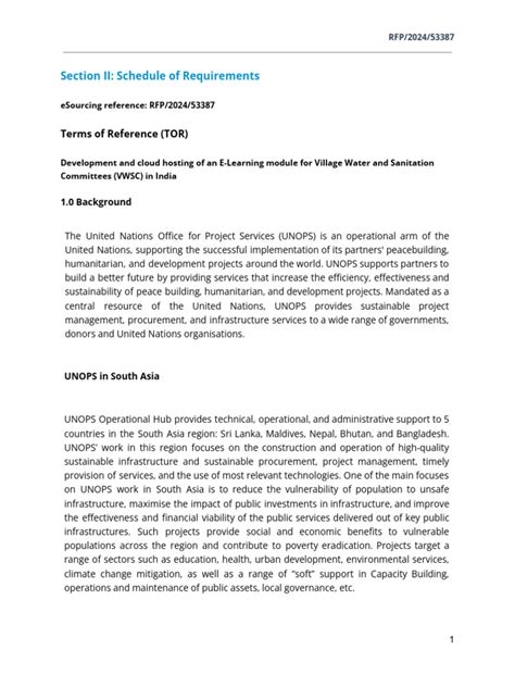 Rfp Section Ii Schedule Of Requirements Pdf