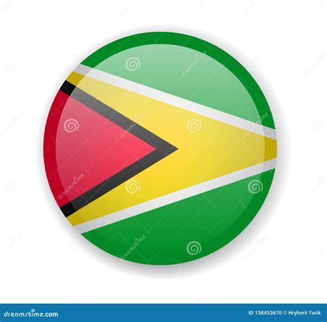 Guyana Flag Round Bright Icon On A White Background Stock Vector