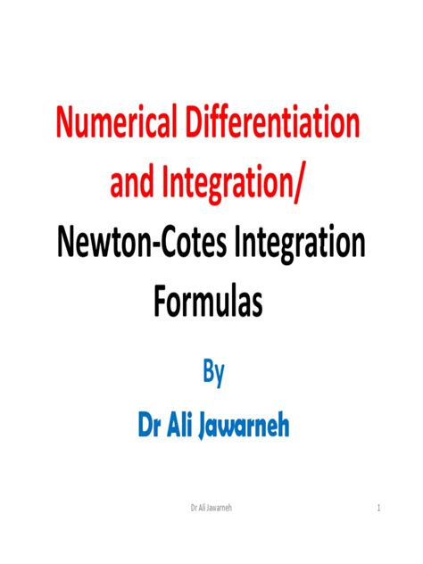 11 Numerical Differentiation And Integration Newton Cotes Integration Formulas