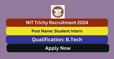 Nit Trichy Recruitment 2024 Student Intern Posts Apply Now Tamilanguide