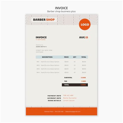 Plantilla De Diseño De Factura De Peluquería Archivo Psd Gratis