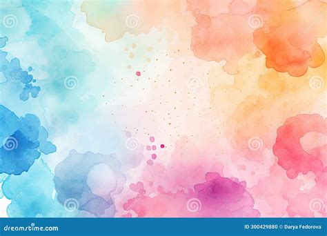 Rainbow Blobs Watercolor Pattern On White Background Abstract Grunge
