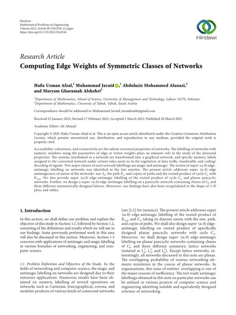 Pdf Computing Edge Weights Of Symmetric Classes Of Networks