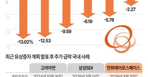 그래픽 한화에어로 유상증자 계획 발표 후 그룹주 급락