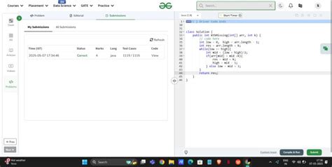 Gfg160 Geekstreak2025 100daysofcode Day35 Dsa Java Binarysearch