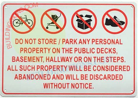 Do Not Store Personal Property Sign 7x10 White Aluminum Hpd Signs Com
