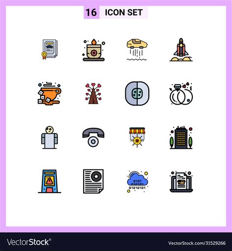 Pictogram Set 16 Simple Flat Color Filled Vector Image