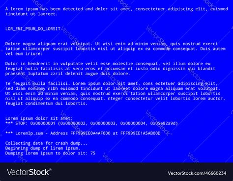 Blue Screen With Operating System Error Message Vector Image