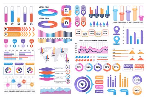 인포그래픽 요소 데이터 시각화 벡터 디자인 템플릿을 번들로 제공합니다 단계 비즈니스 프로세스 워크 플로 다이어그램 순서도 개념