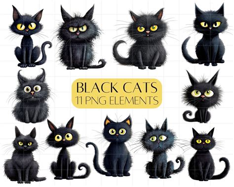 Black Cat Clipart Bundle Cat Lovers Png Images Clipart Cats Etsy