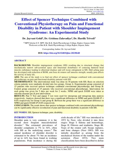 Effect Of Spencer Technique Combined Wit Pdf