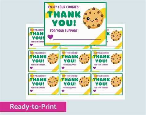 Girl Scout Cookie Thank You Card Girl Scout Thank You Note Girl Scout