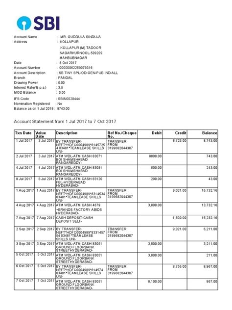 Account Statement From 1 Jul 2017 To 7 Oct 2017 Txn Date Value Date Description Ref No Cheque
