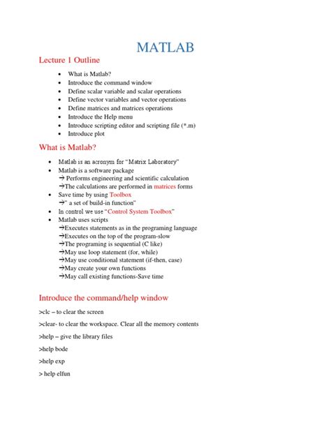 Matlab Lecture Pdf