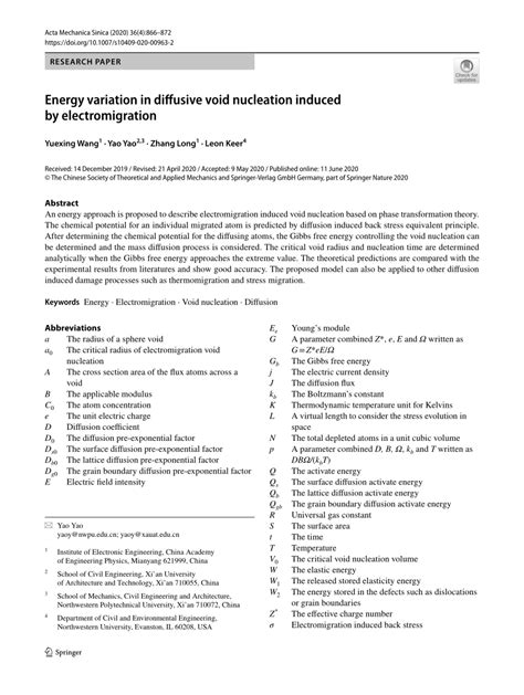 Pdf Energy Variation In Diffusive Void Nucleation Induced By