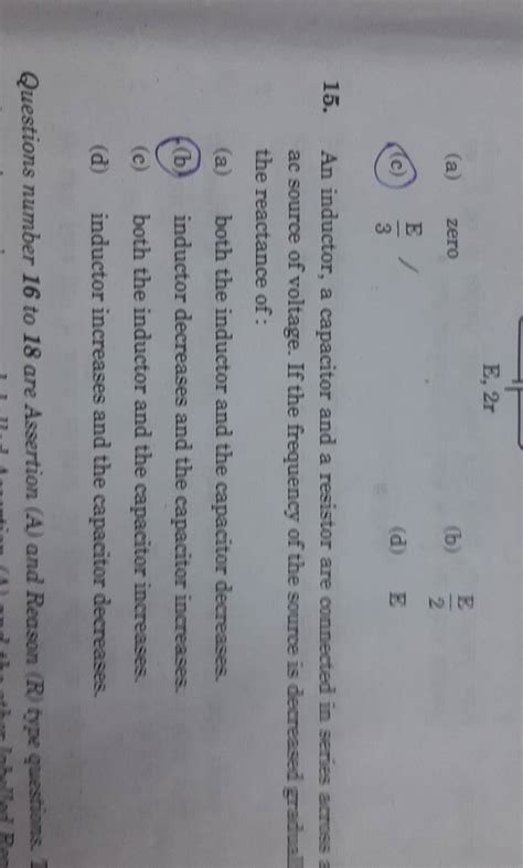 An Inductor A Capacitor And A Resistor Are Connected In Series Acruss A