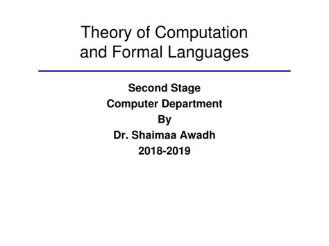 PPT Theory Of Computation And Formal Languages PowerPoint Presentation ID
