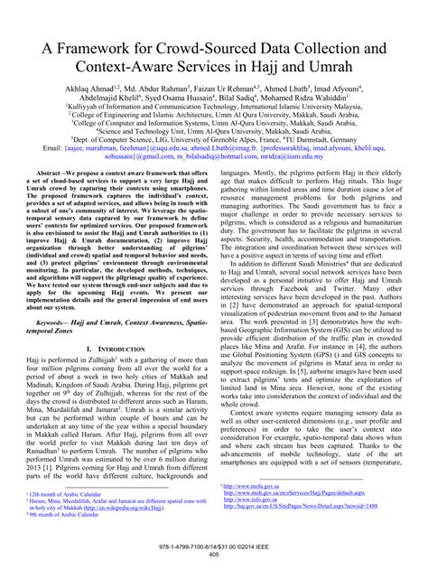 Pdf A Framework For Crowd Sourced Data Collection And Context Aware Services In Hajj And Umrah