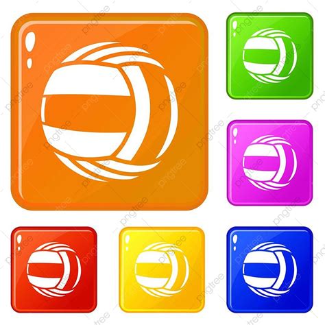 6 Color Vector Hd Images Volleyball Icons Set Collection Vector 6