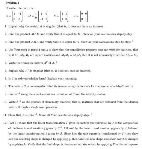 Solved Problem Consider The Matrices Explain Why The Chegg