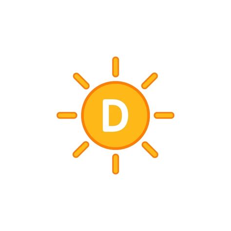 비타민 D 태양 아이콘 선샤인 그림 기호 D3 벡터 프리미엄 벡터