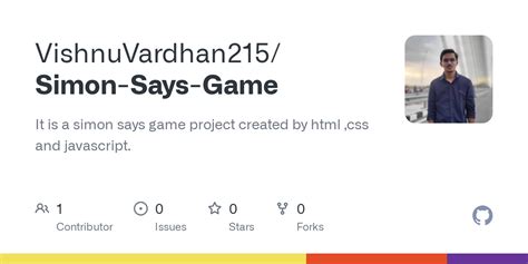 Github Vishnuvardhan215simon Says Game It Is A Simon Says Game Project Created By Html Css
