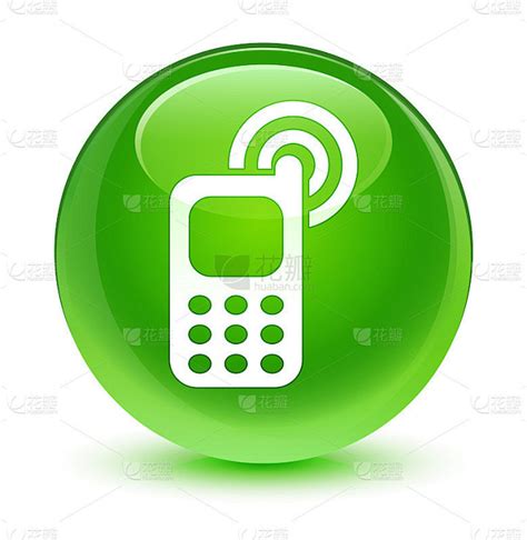 手机铃声图标为玻璃绿色圆形按钮