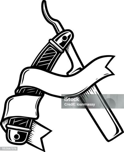 흰색 배경에 고립 된 이발소 면도기의 그림입니다 포스터 카드 배너 전단지 메뉴 상징 및 기호에 대 한 디자인 요소입니다 벡터 일러스트 강철에 대한 스톡 벡터 아트 및 기타