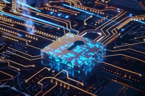 Premium Photo Secure Lock Over Computer Circuit Generative Ai