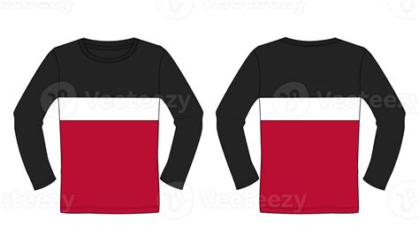 Long Sleeve T Shirt Template Front And Back Views Isolated On