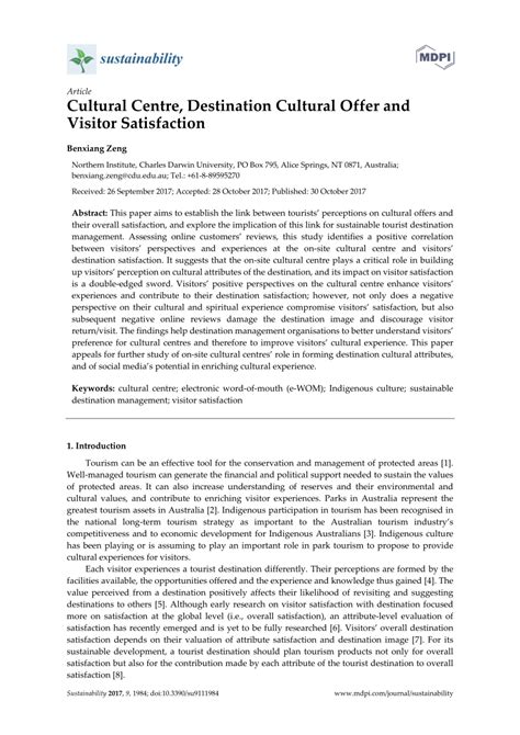 Pdf Cultural Centre Destination Cultural Offer And Visitor Satisfaction
