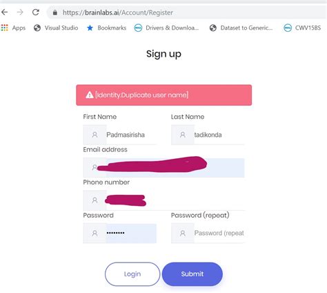 User Service Return Identityduplicate User Name 7356 Support