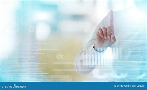 Finger User Interface Hologram And Business Person With Hand Gesture For Biometrics Digital