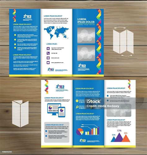 트라이 배 브로셔 모형 트라이 배 브로셔 배경 3 차원 일러스트 레이 션의 현실적인 렌더링 추상적인 사업 트라이 배 전단지
