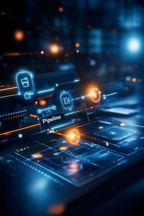 Modern Devops Pipeline In Futuristic Digital Environment Technology It Infrastructure Stock