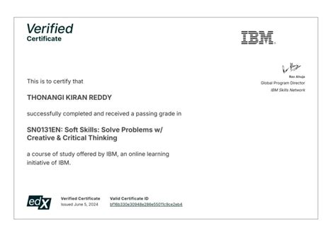 Kiran Reddy Thonangi On Linkedin Ibm Edx Softskills Criticalthinking Creativethinking