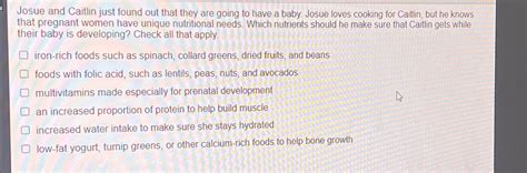 Solved Josue And Caitlin Just Found Out That They Are Going